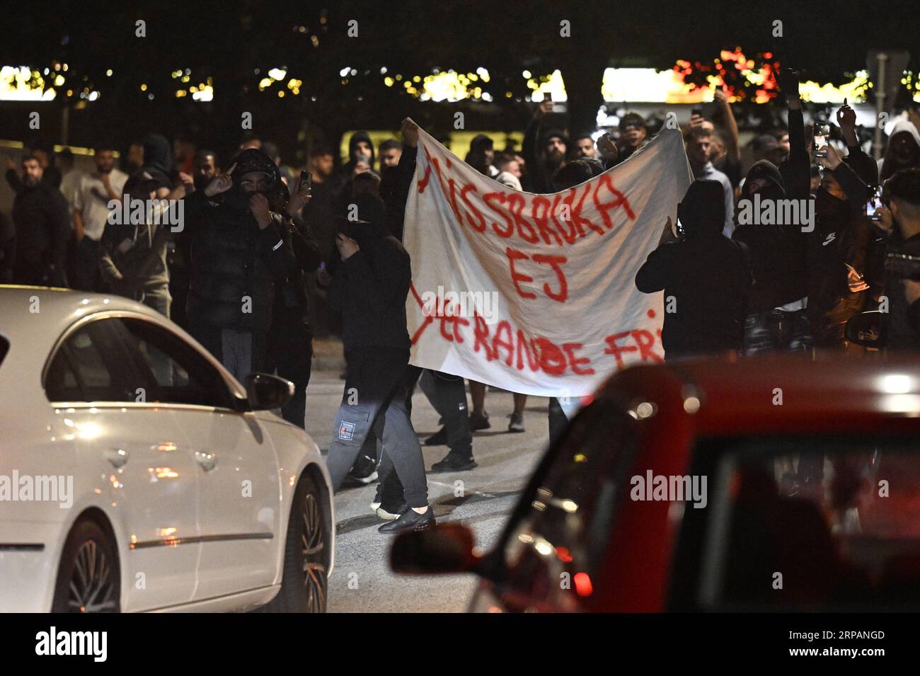 MALMÖ, SWEDEN 20230904A banner with the text "No to Koran burning. Don ...