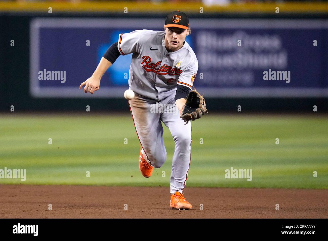 Baltimore Orioles shortstop Gunnar Henderson fields a grounder hit by ...