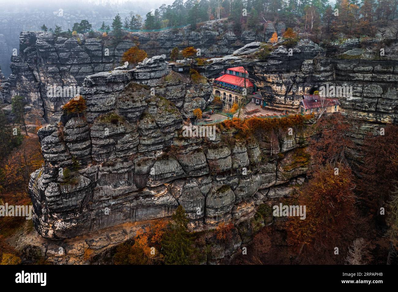 Hrensko, Czech Republic - Aerial view of the famous Pravcicka Brana ...