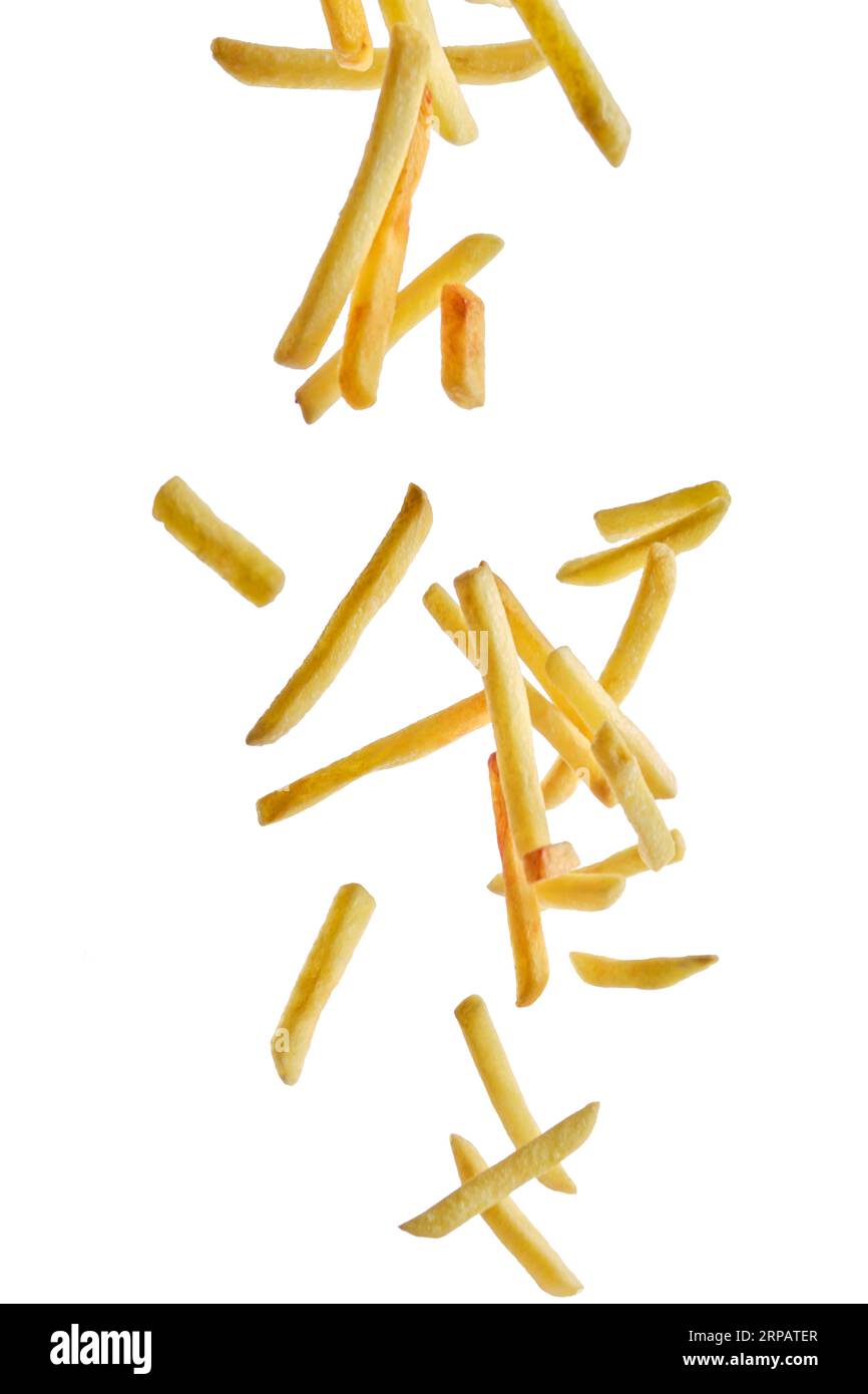 Flying or levitating crispy french fries Stock Photo - Alamy