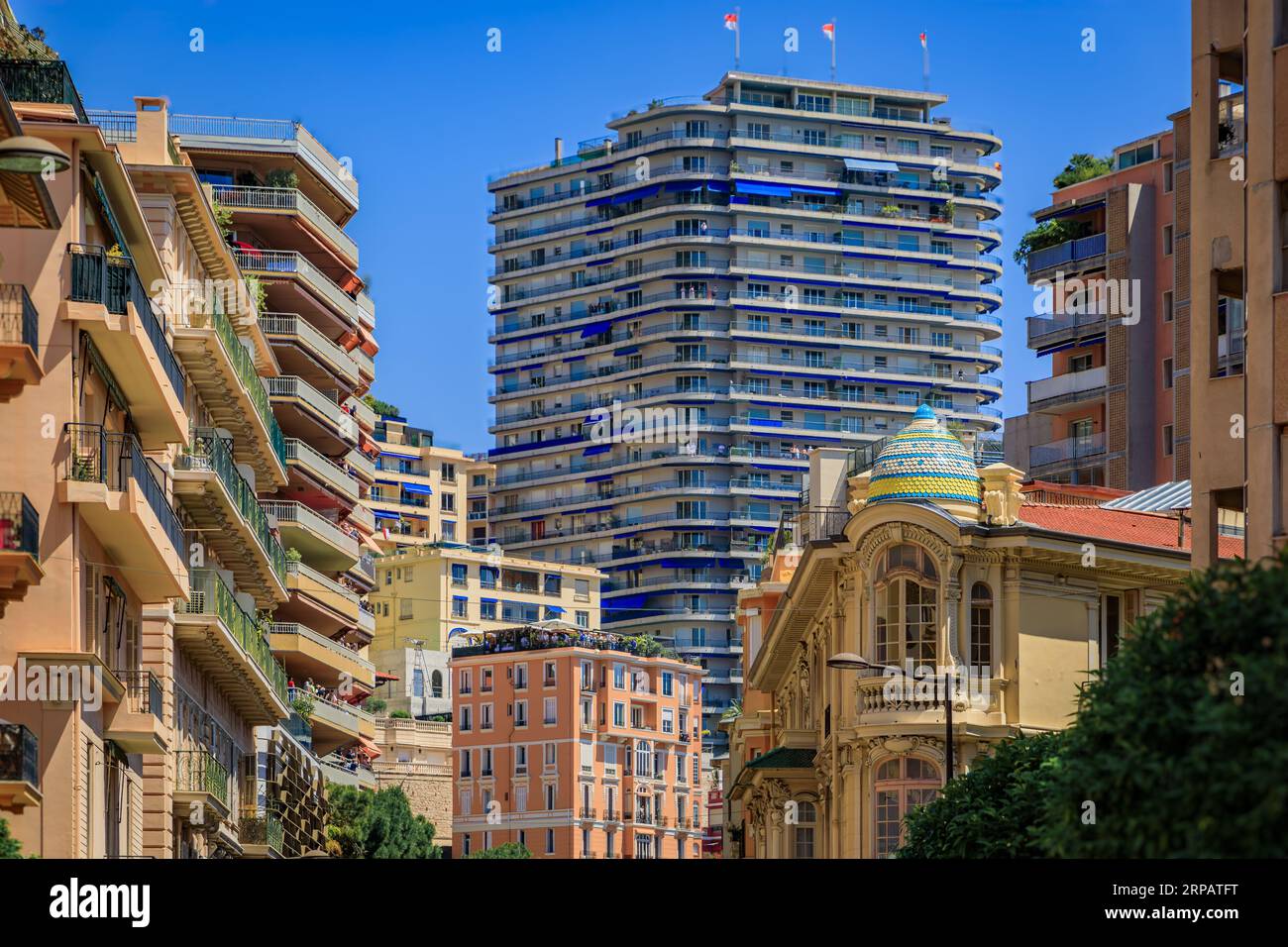 Monte Carlo cityscape with luxury apartment buildings by the port of ...