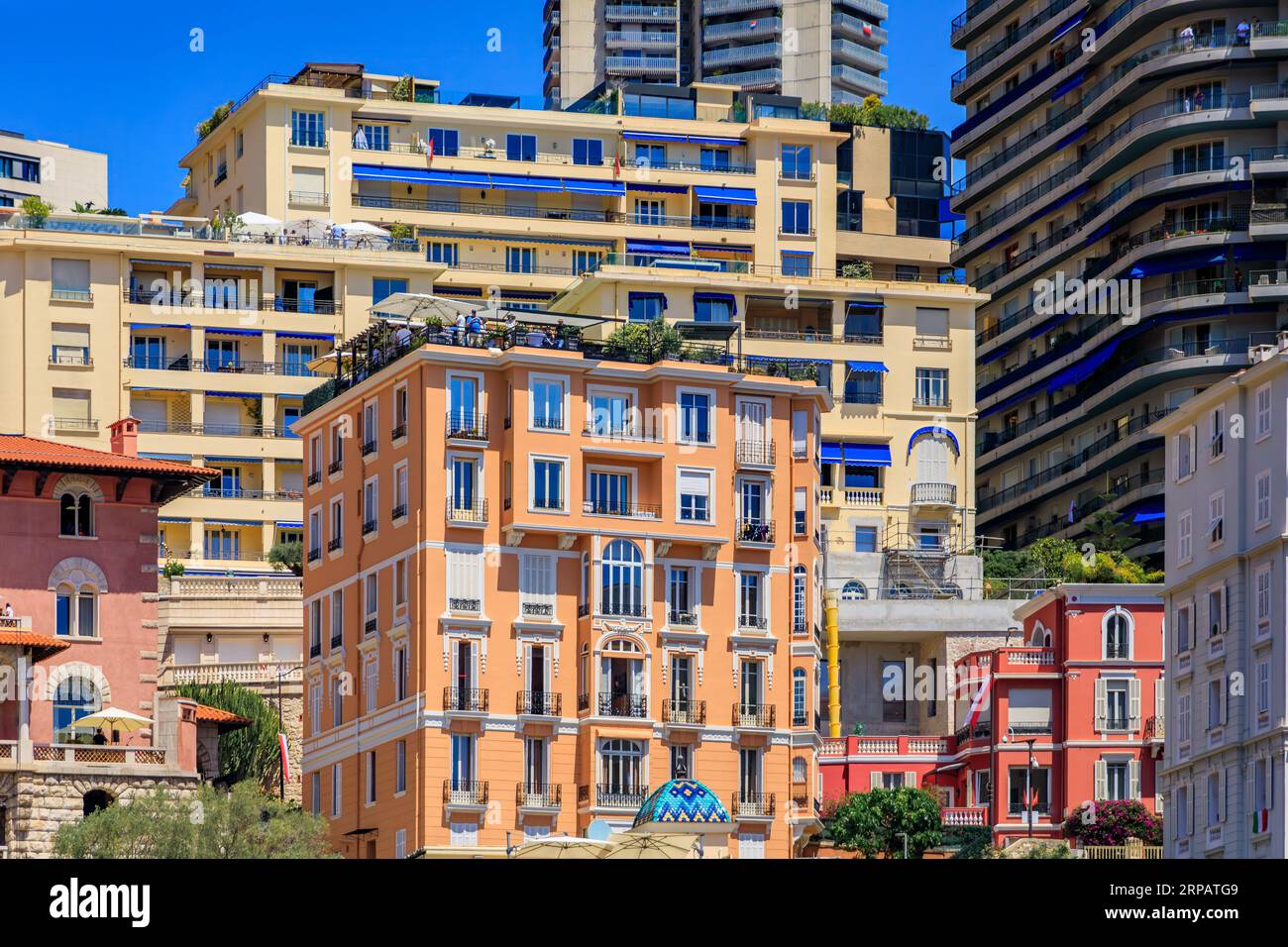 Monte Carlo cityscape with luxury apartment buildings by the port of ...
