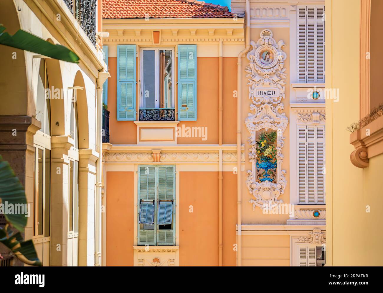 Colorful Mediterranean house facades of luxury apartment buildings with ...