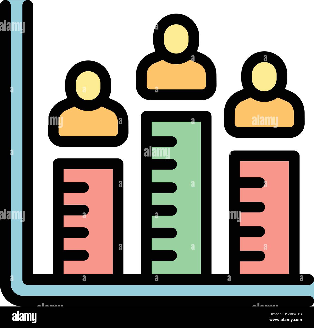 Data population icon outline vector. Growth graph. Human team color ...