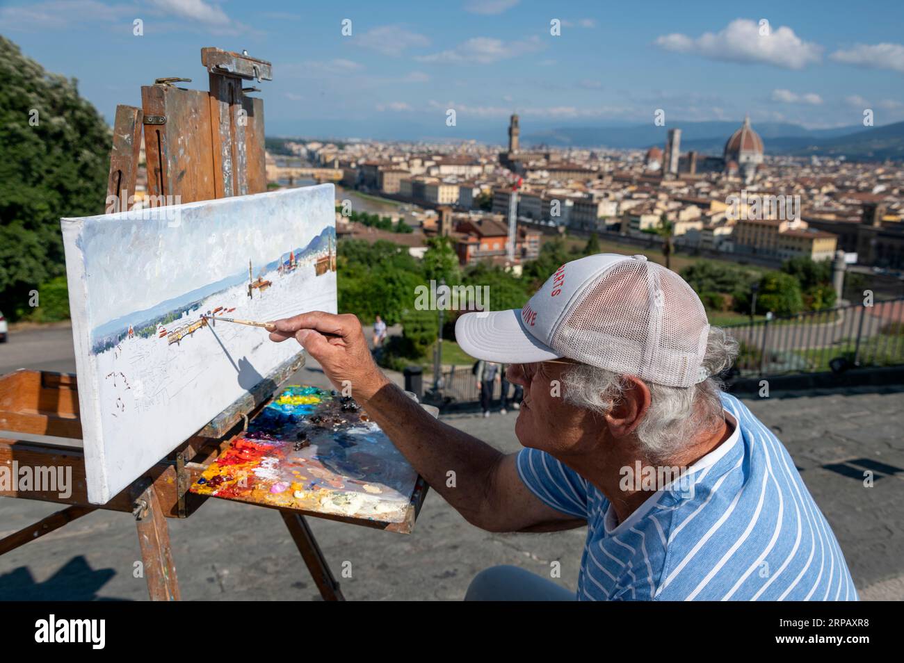 A Florentine artist, oil painting of a skyline scene of Florence from ...