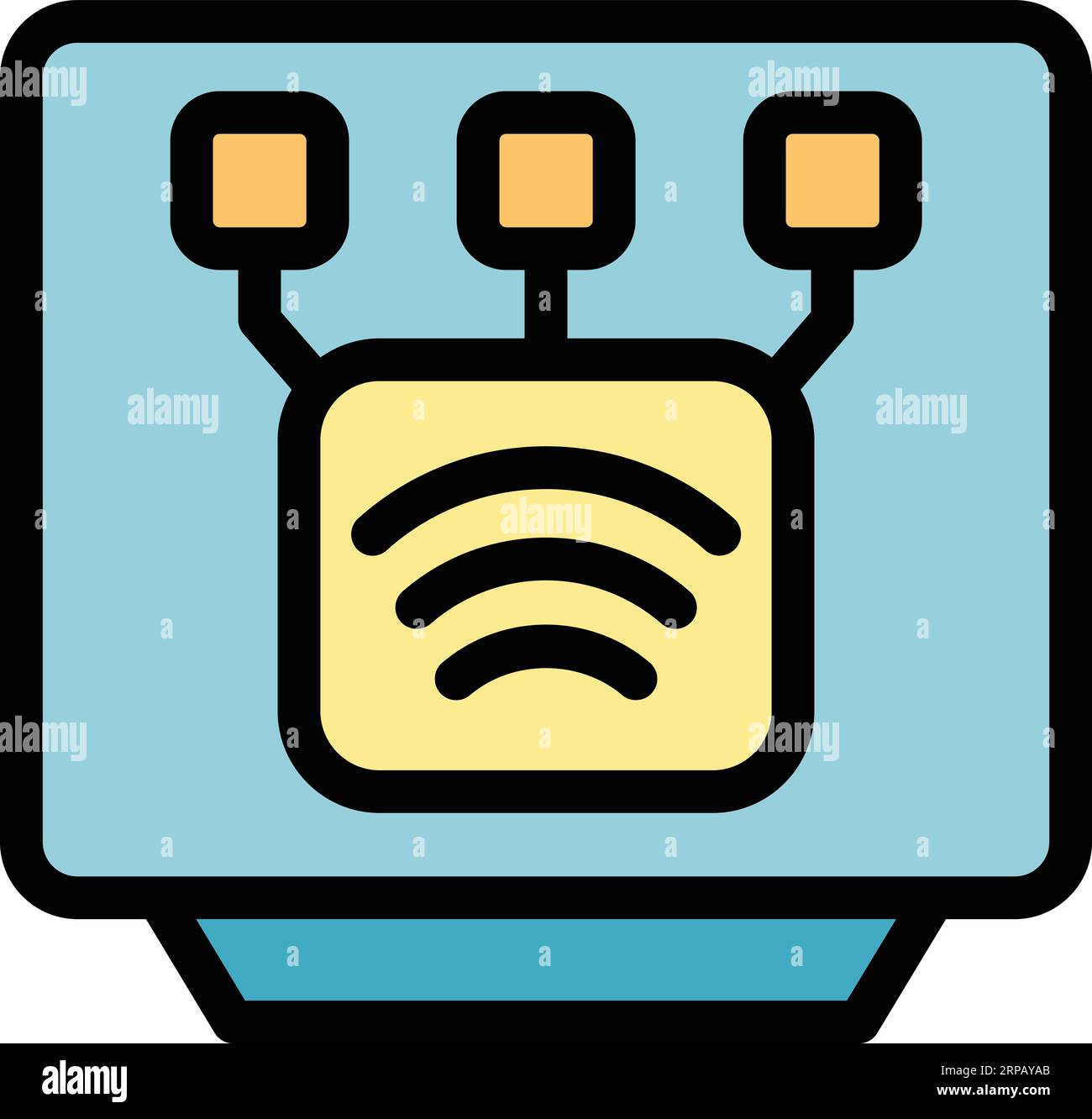 Wifi tv icon outline vector. Home internet. Smart monitor box color ...