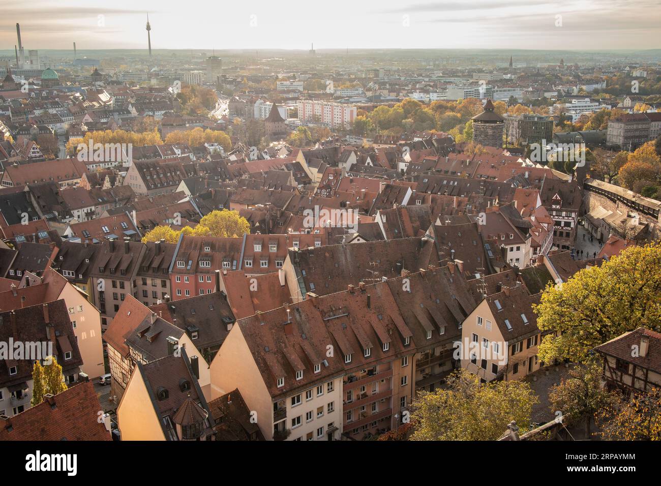 Rooftop Scenery of Nuremberg Architecture during Autumn Season. Aerial ...