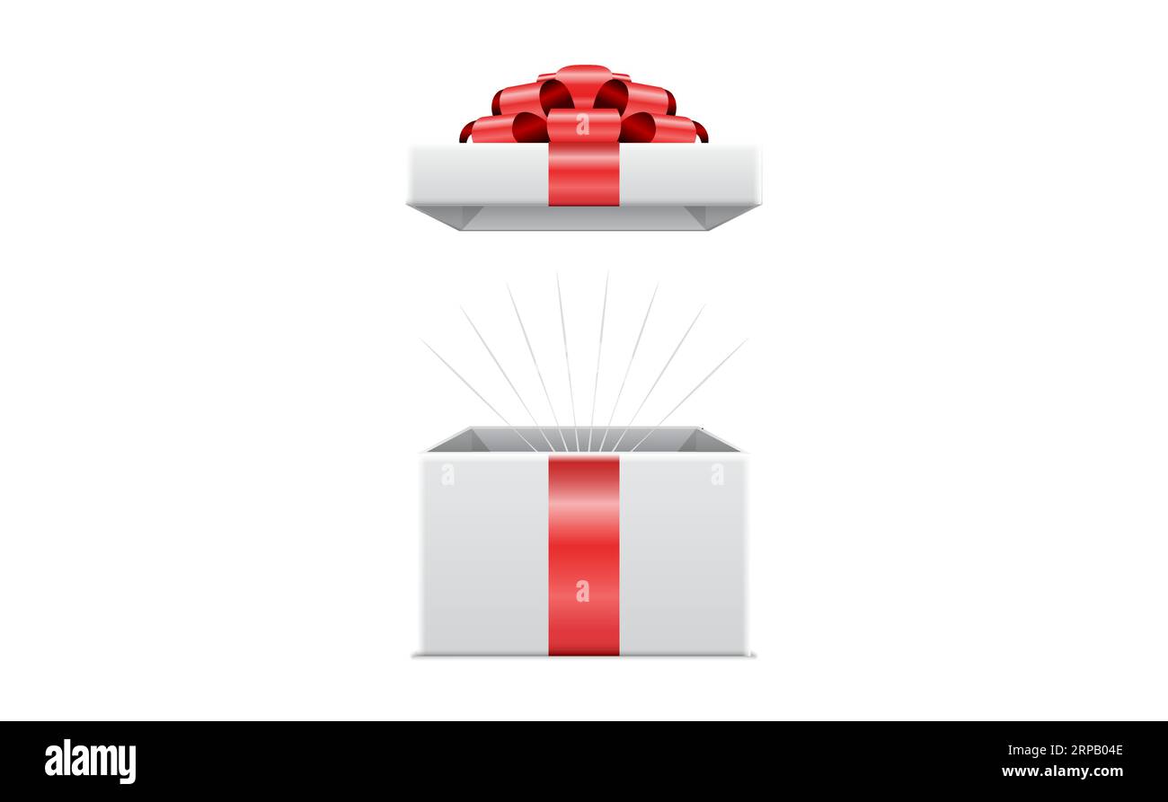 3d Surprise box red ribbon Stock Vector Image & Art - Alamy