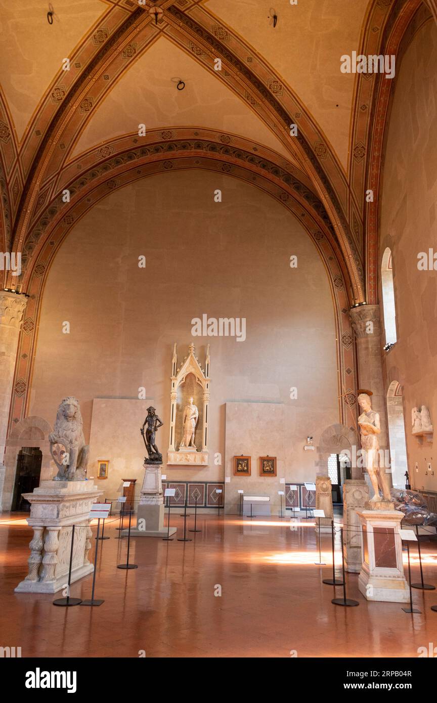 A selection of sculptures in the Donatello room inside the Museo ...
