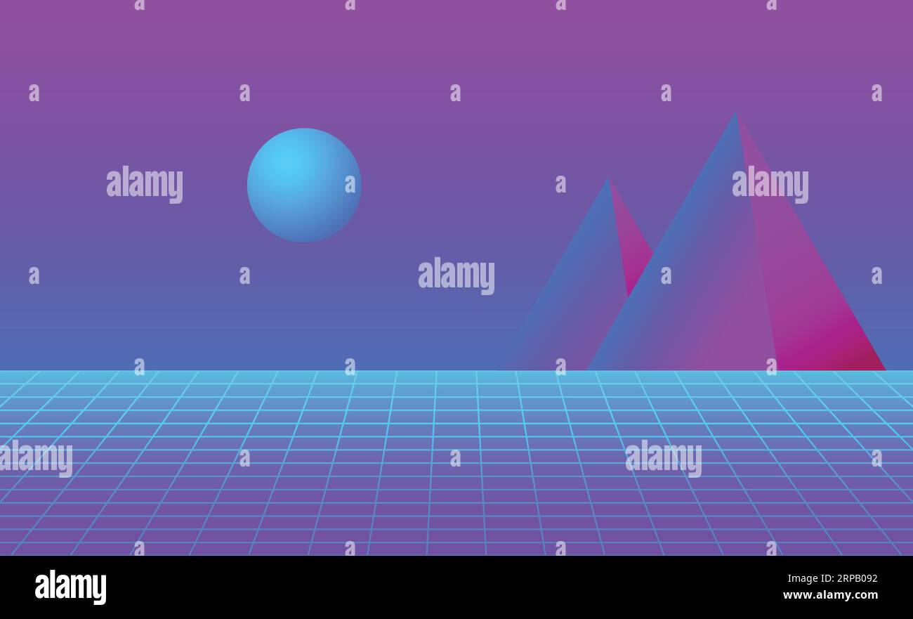 Futuristic mountain sun landscape background Stock Vector Image & Art ...