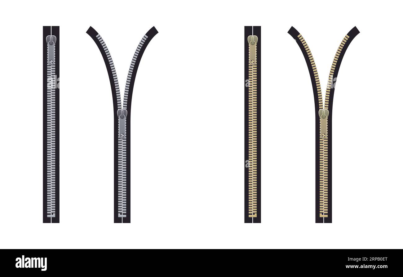 Zipper closed open realistic vector Stock Vector Image & Art - Alamy