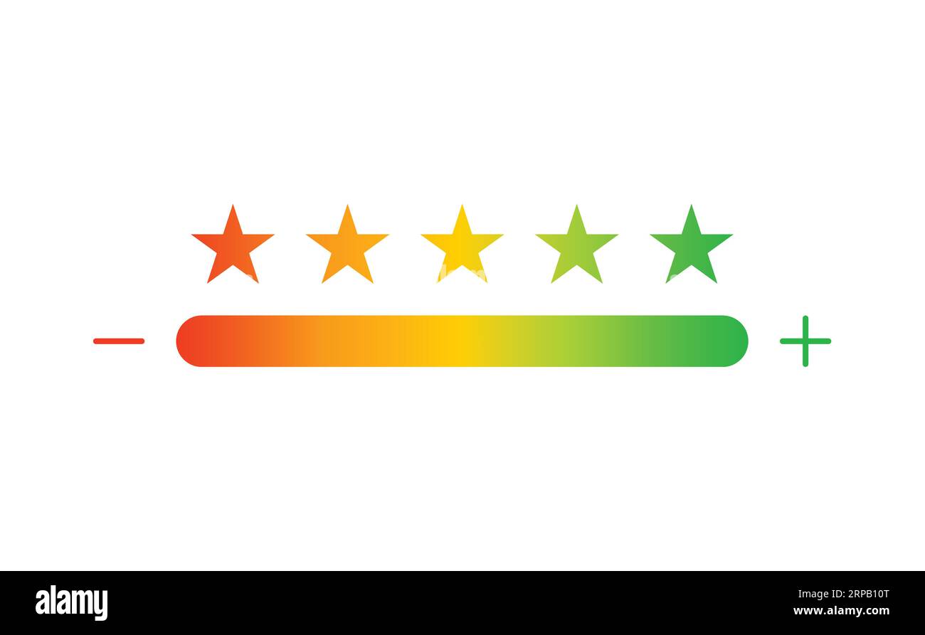 Satisfaction stars rating from negative to positive (minus to plus ...