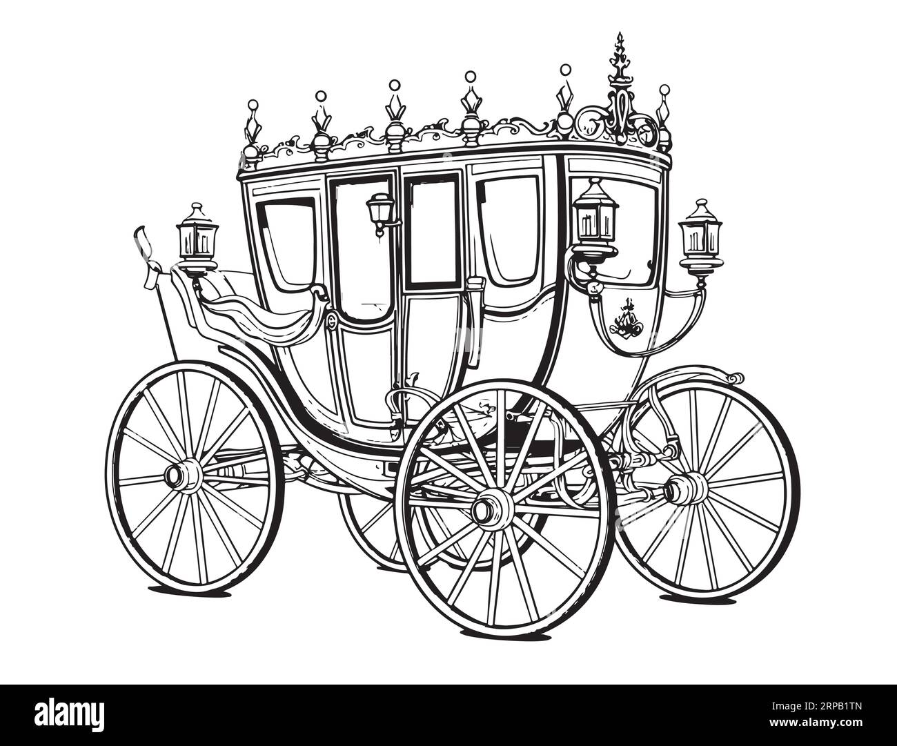 King carriage hand drawn sketch Vector illustration Stock Vector Image ...