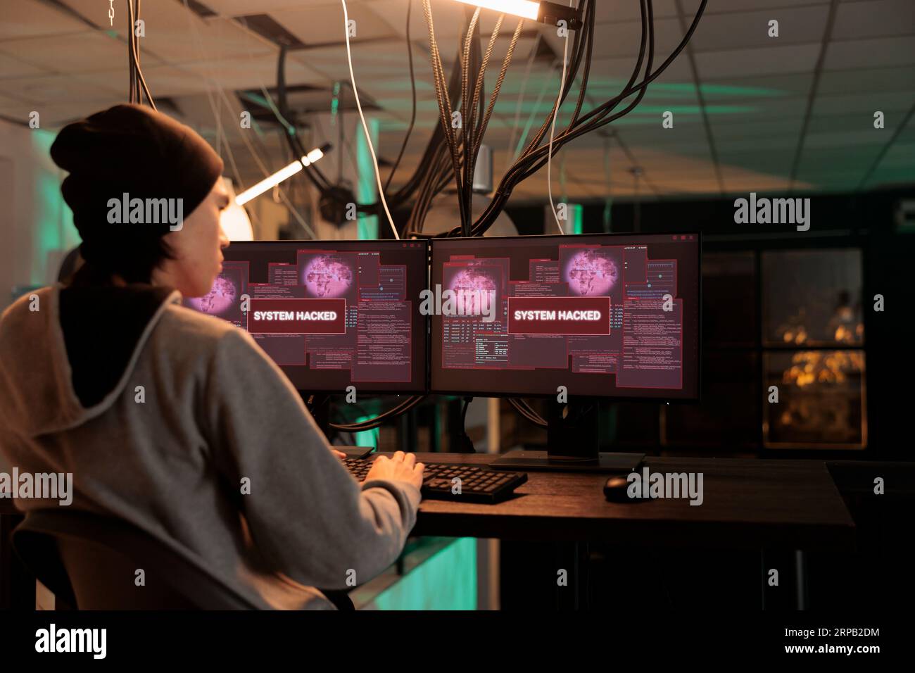 System Hacked By Cybercriminal Reading Warning Alert It Specialist Solving Cyberattack Problem