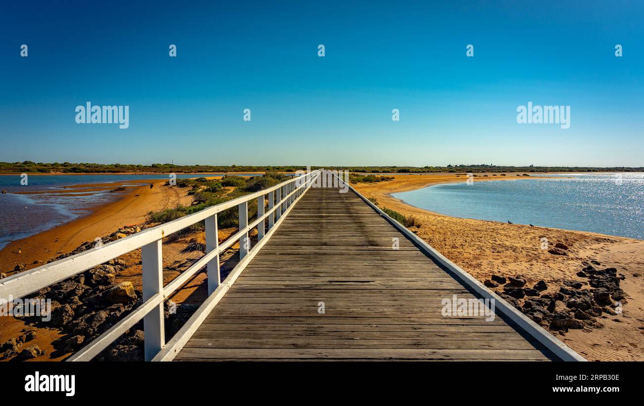 Footbridge across the water to Babbage island in Carnarvon, WA ...