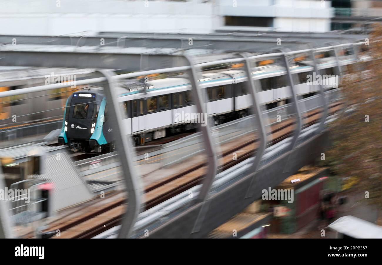(190526) -- SYDNEY, May 26, 2019 -- A driverless train of the newly ...
