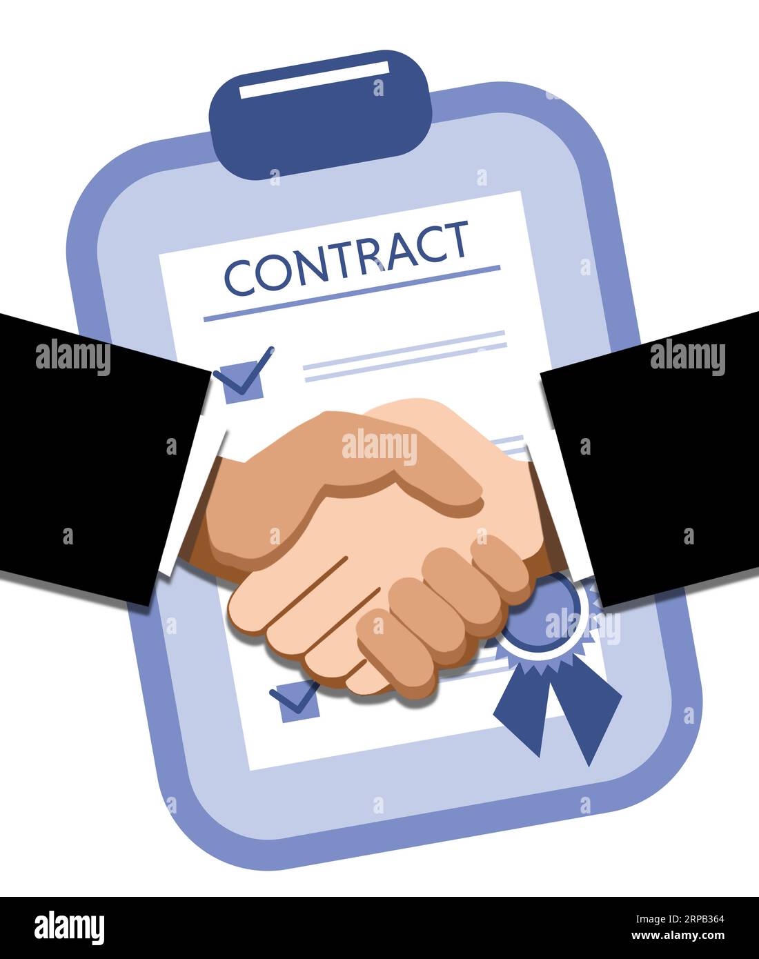 Government contract. Businesspeople shaking hands and signed document ...
