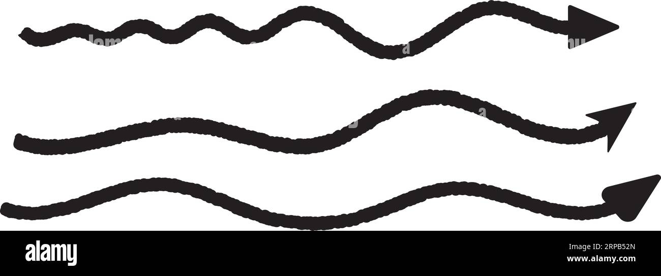 Straight long arrow. Black roughen straight long arrows vector isolated ...