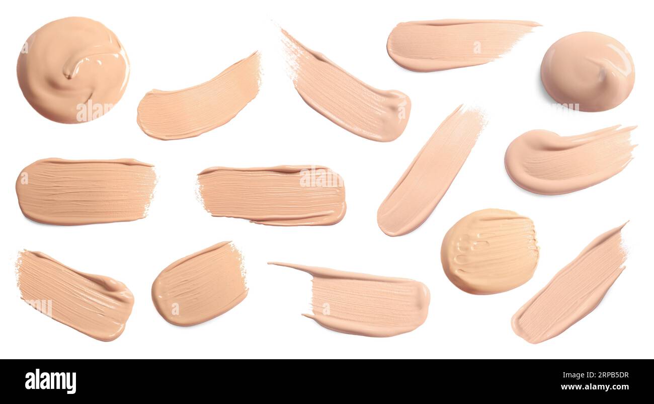 Foundations of various shades and textures for different skin tones and ...