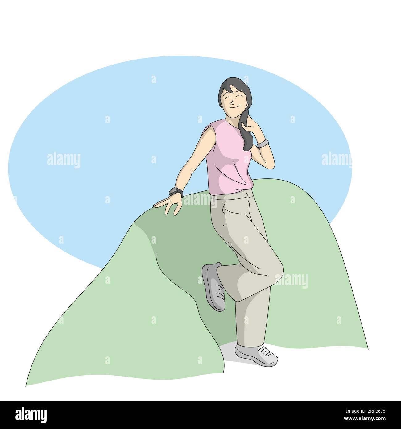 Beautiful woman smiling feeling Stock Vector Images - Alamy