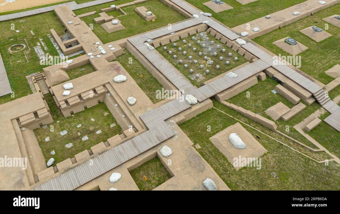 Aerial photo shows the Han Chang'an City Site in Xi'an City, northwest ...