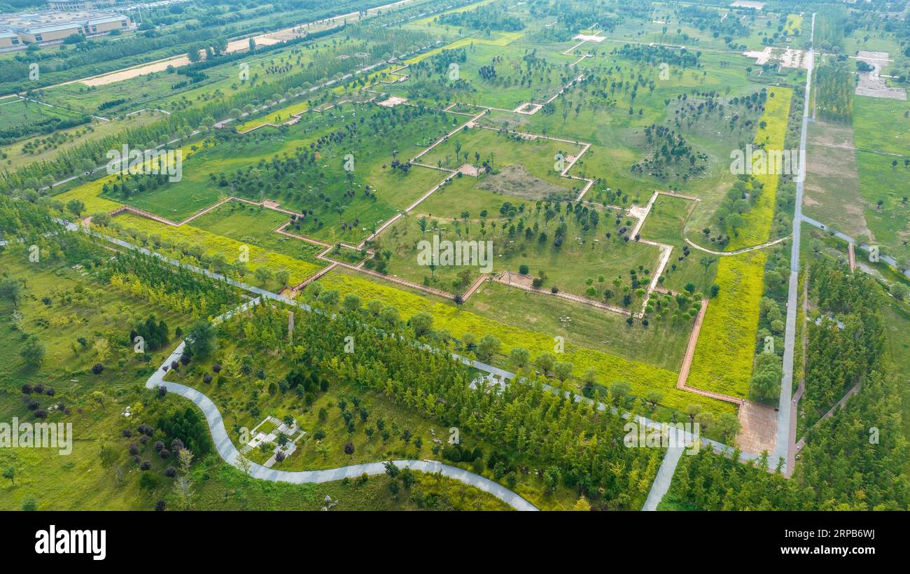 Aerial photo shows the Han Chang'an City Site in Xi'an City, northwest ...