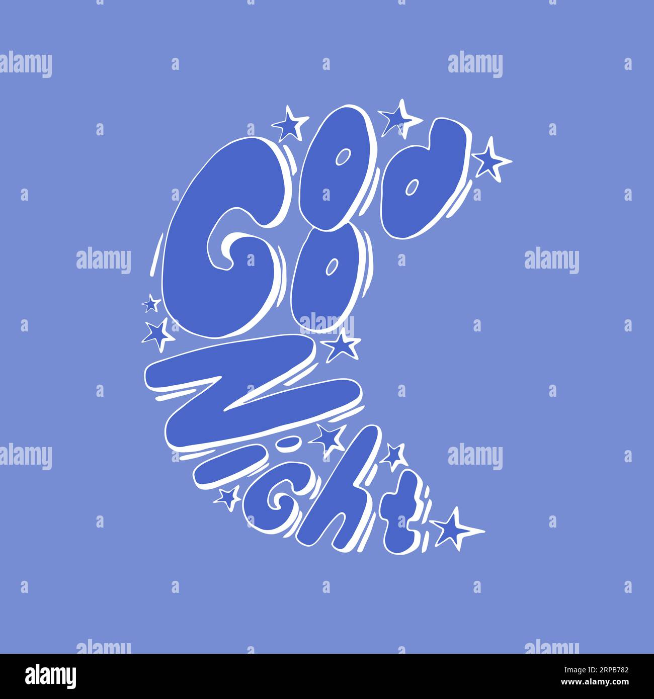 Good Night. Hand drawn typography poster, hand lettered and stars ...