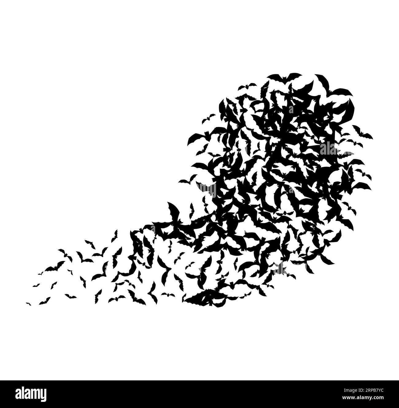 Flying bats. Halloween creepy swarm. Horror, spooky silhouettes Stock ...