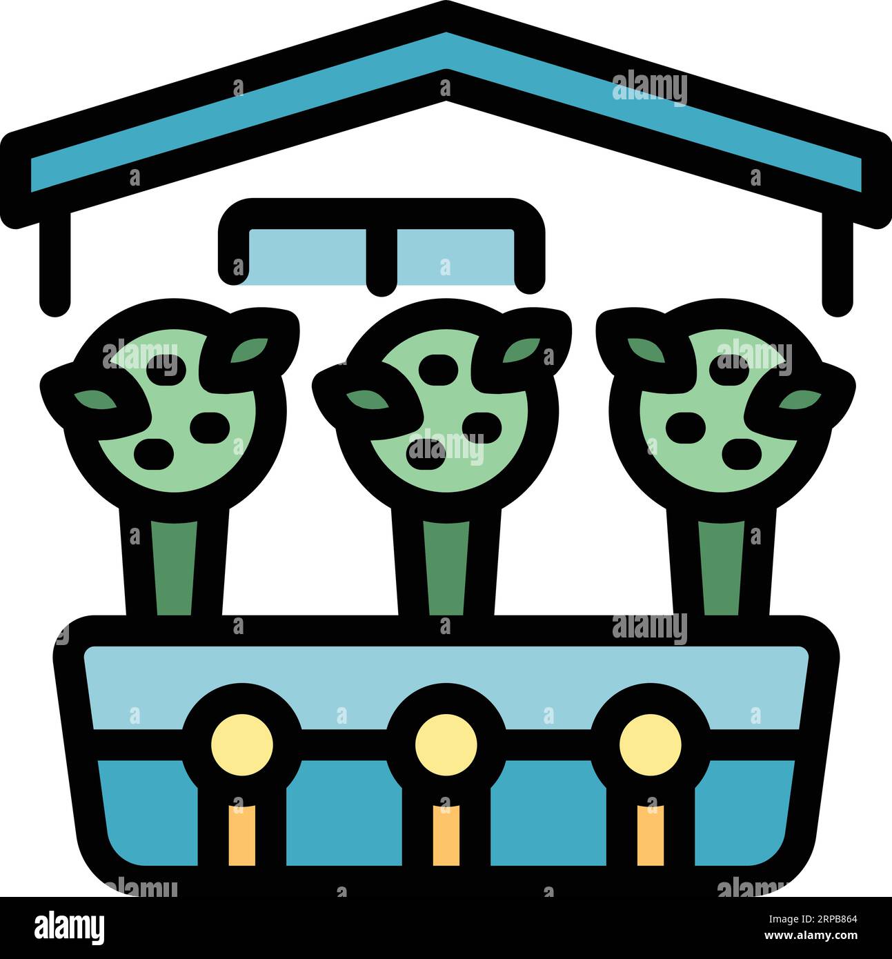 Tree flower pot icon outline vector. Window plant. Nature summer color ...