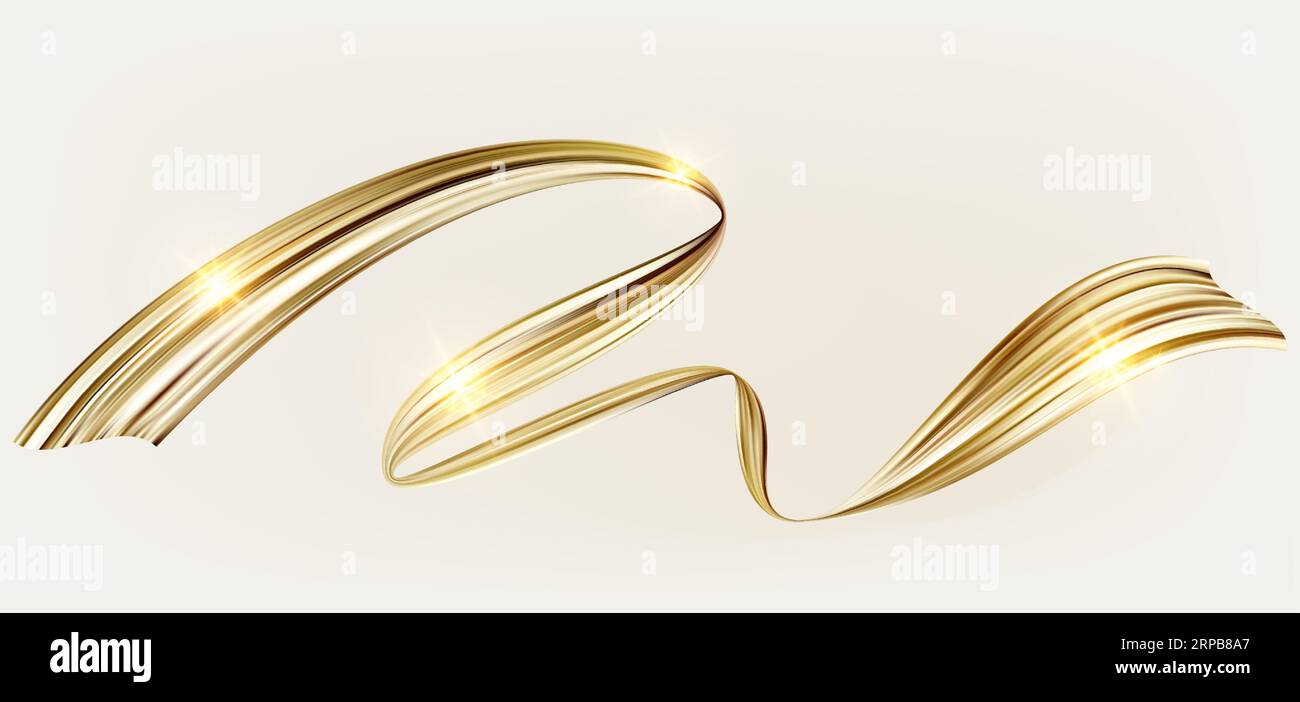 Abstract gold ribbon. Yellow metallic swirl line. Luxury flow Stock ...