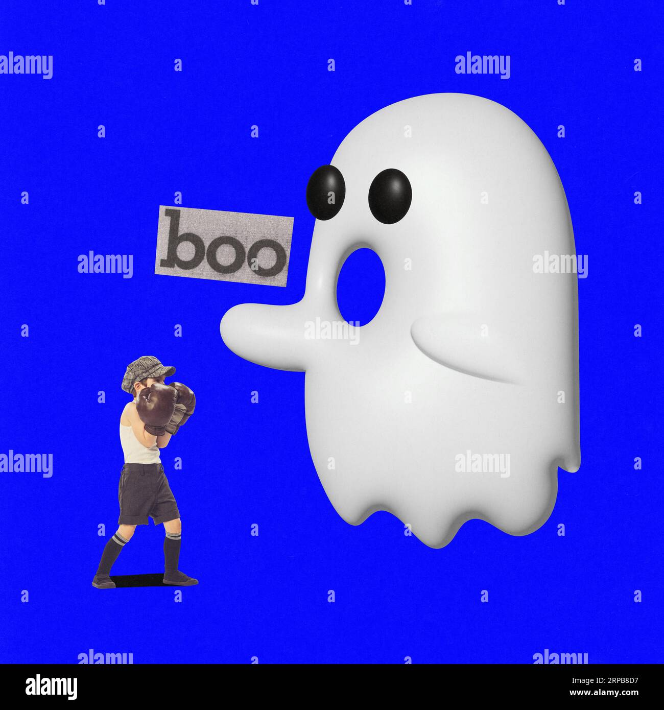 Photo collage. Contemporary artwork. Minimal picture of scary strange ...