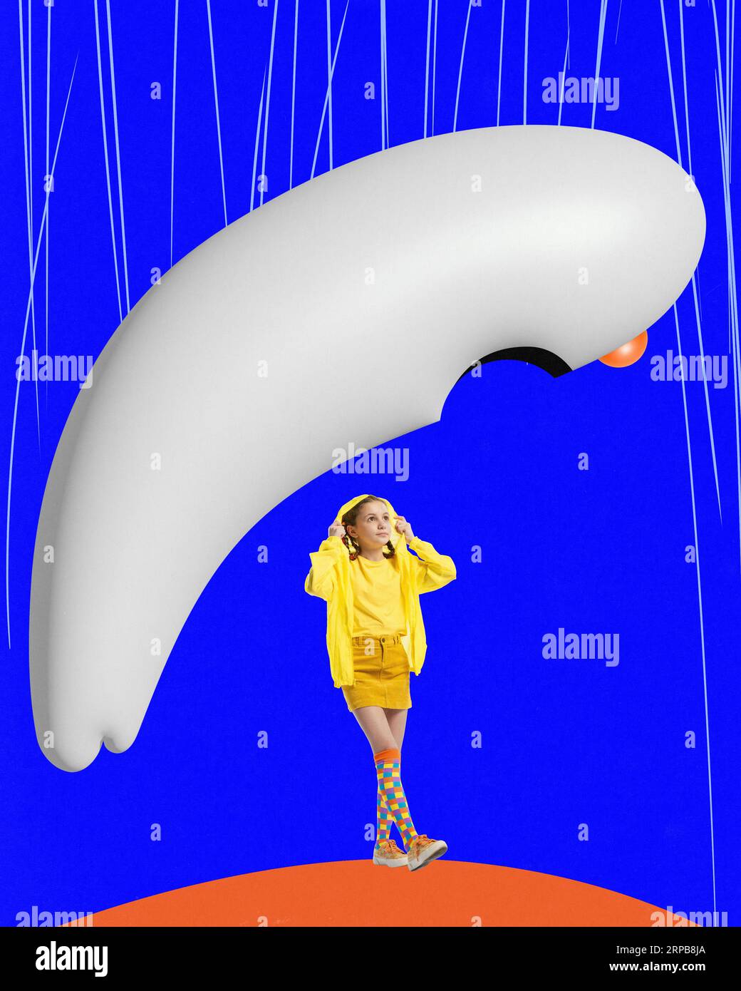 Contemporary art collage. Minimal picture of scary strange monster ...