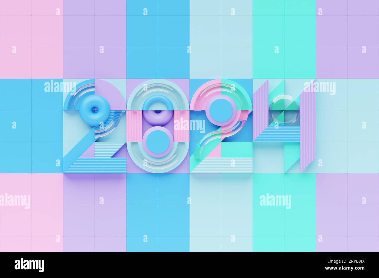 Calendar header number 2024 on colorful background. Happy new year 2024 ...