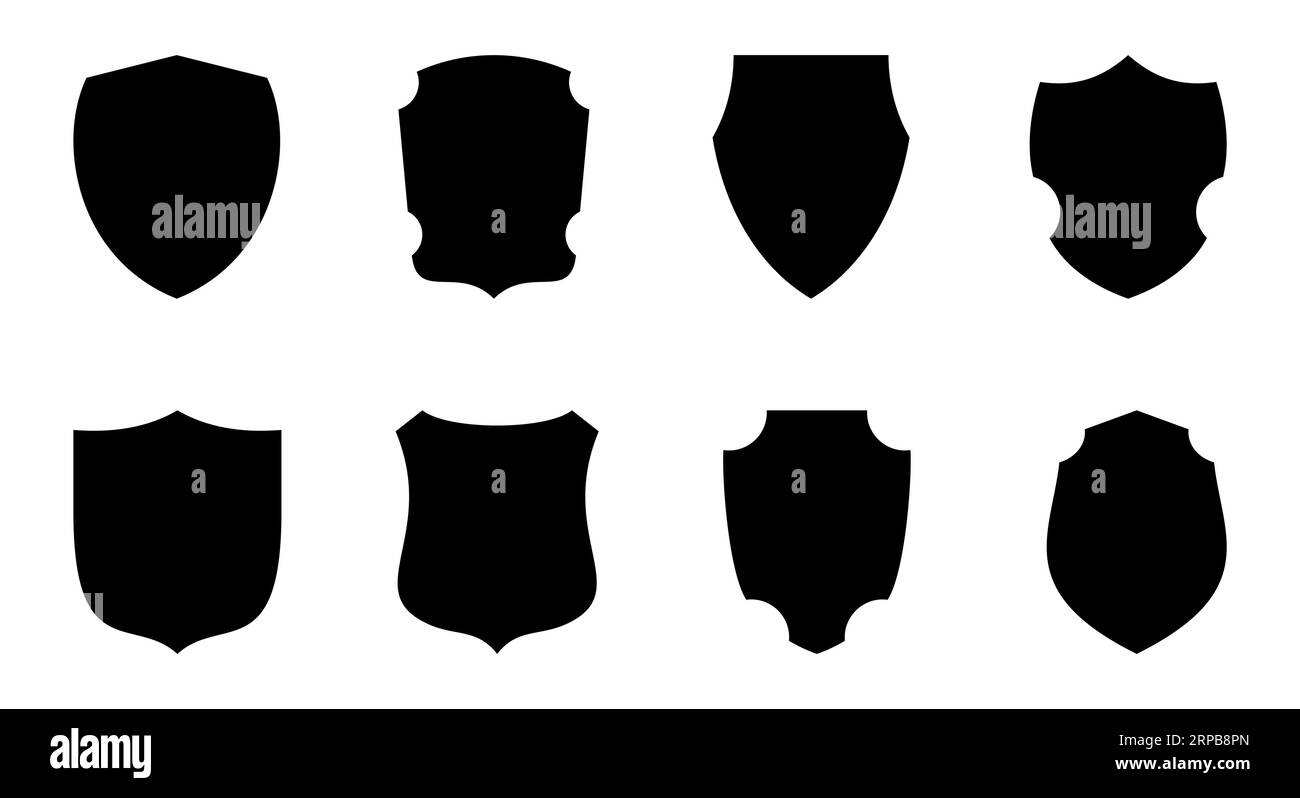 Shield icon set. Emblem of privacy, secure and defense Stock Vector ...