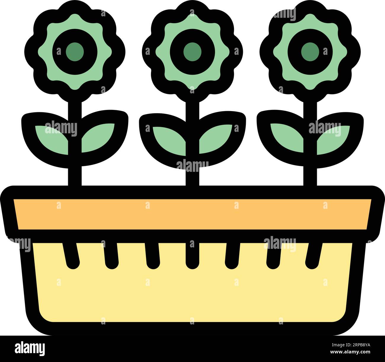 Flower pot icon outline vector. Garden plant. Nature summer color flat ...