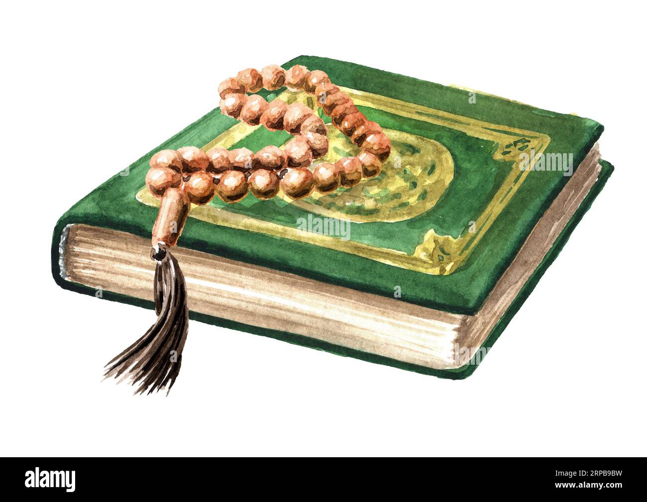 Holy Quran book with rosary, Design element for Ramadan or other ...