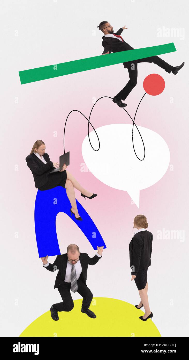 Collage woman helping man hi-res stock photography and images - Alamy