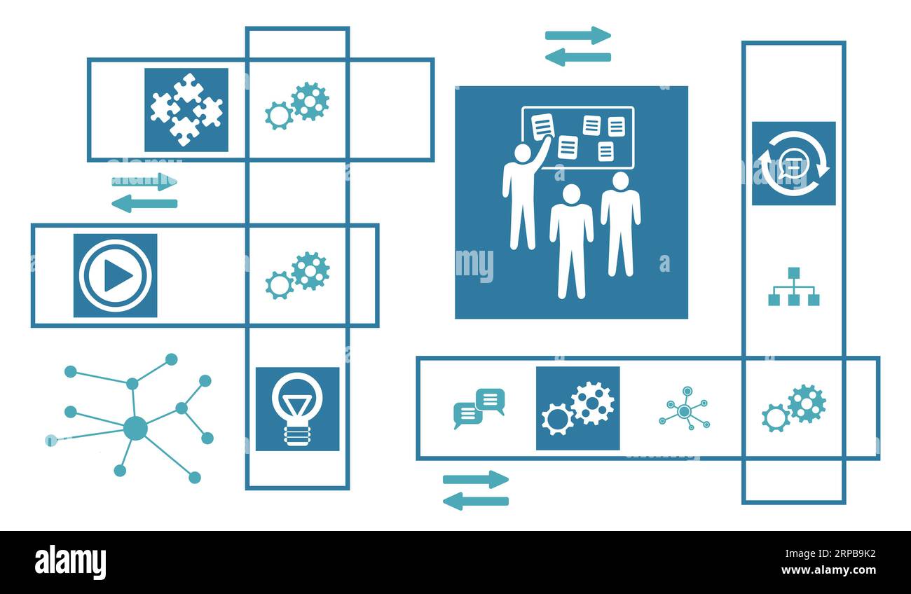 Concept of workshop with connected icons Stock Photo - Alamy
