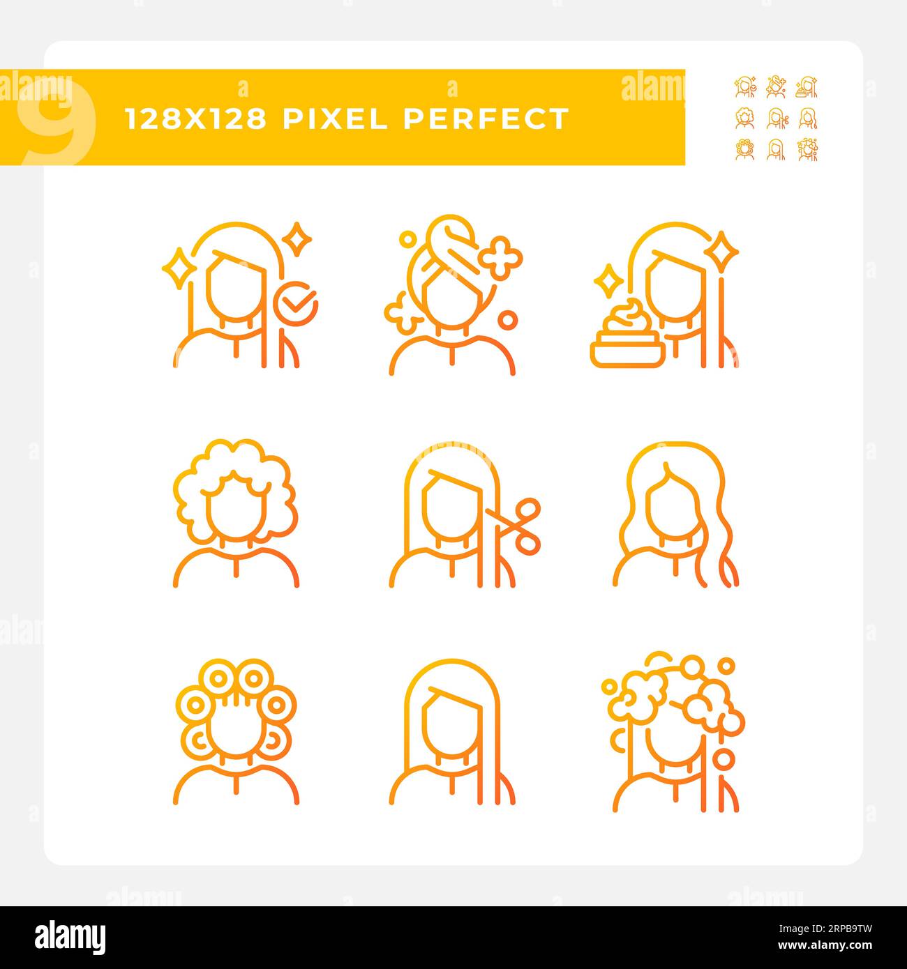 Curly hair care icons Stock Vector Images - Alamy