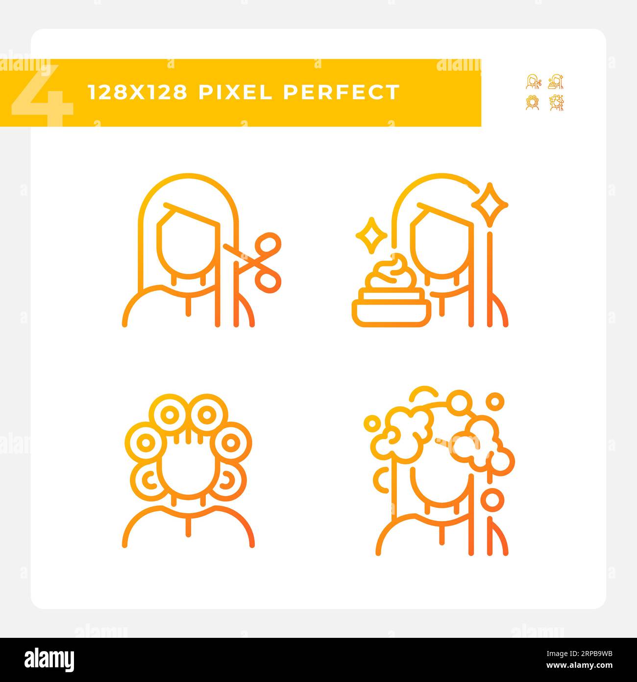 Collection of pixel perfect haircare gradient icons Stock Vector Image ...