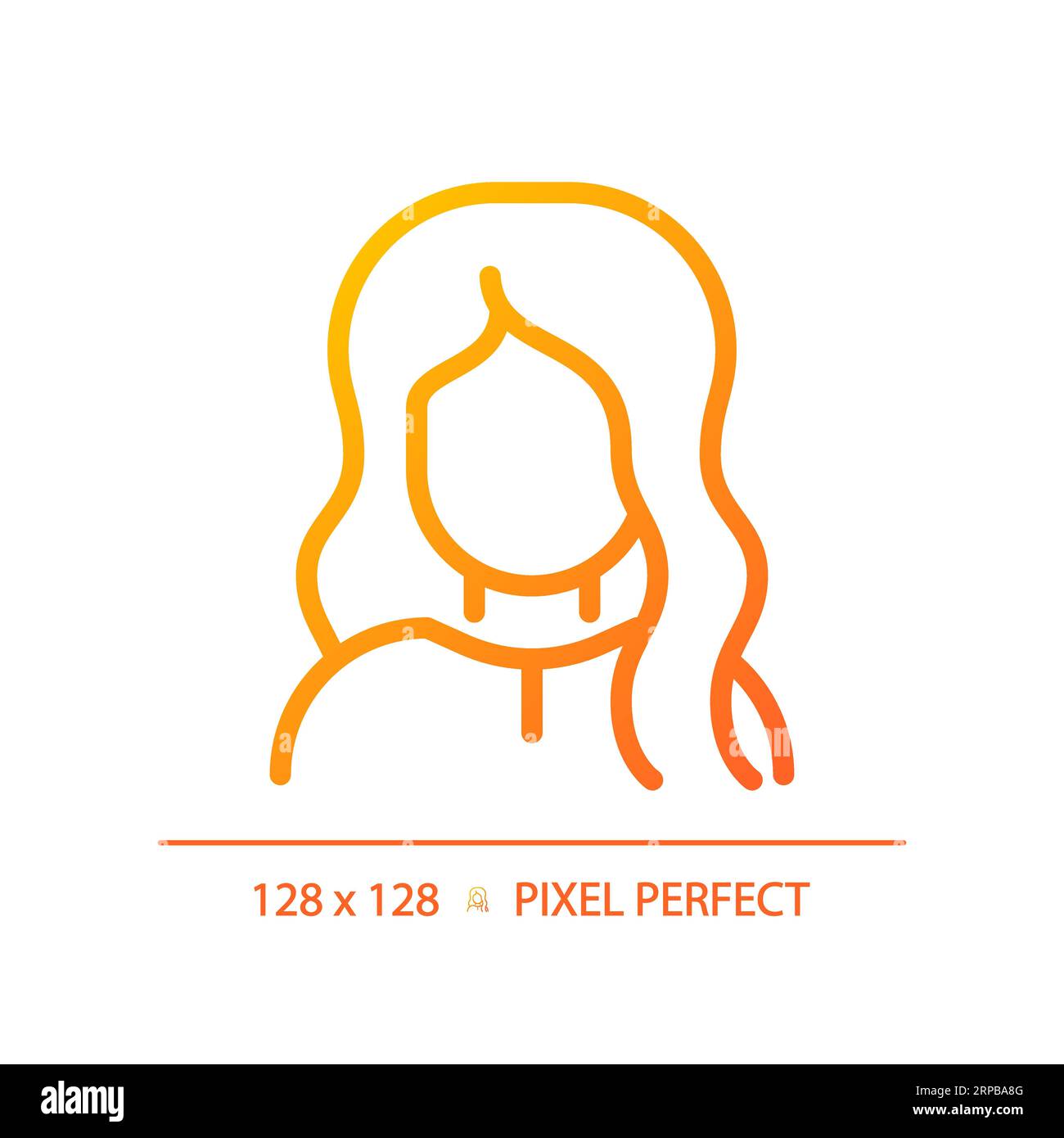 2D woman with wavy hair linear gradient icon Stock Vector Image & Art ...