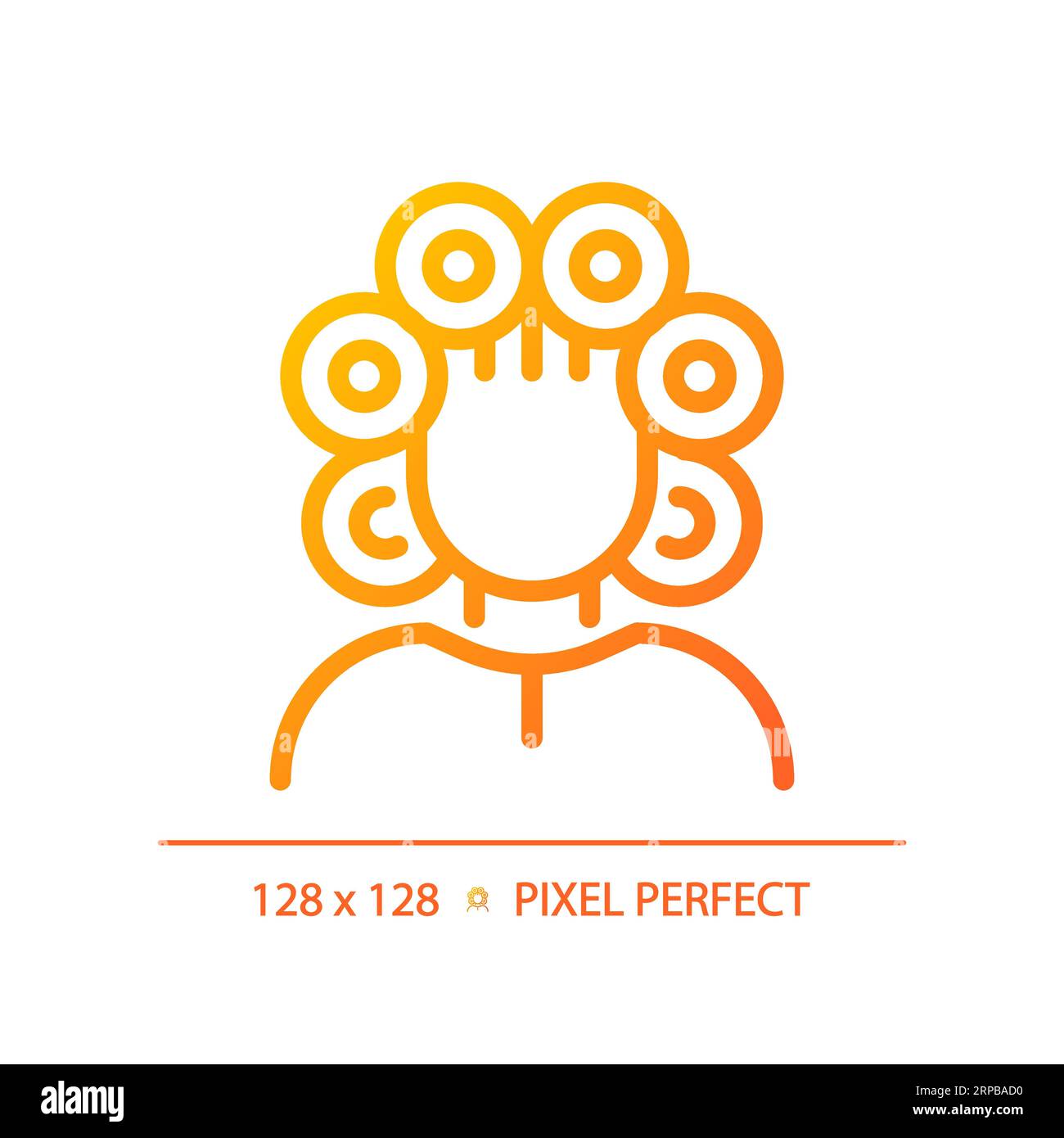 2D woman with rollers on head thin linear gradient icon Stock Vector Image & Art - Alamy