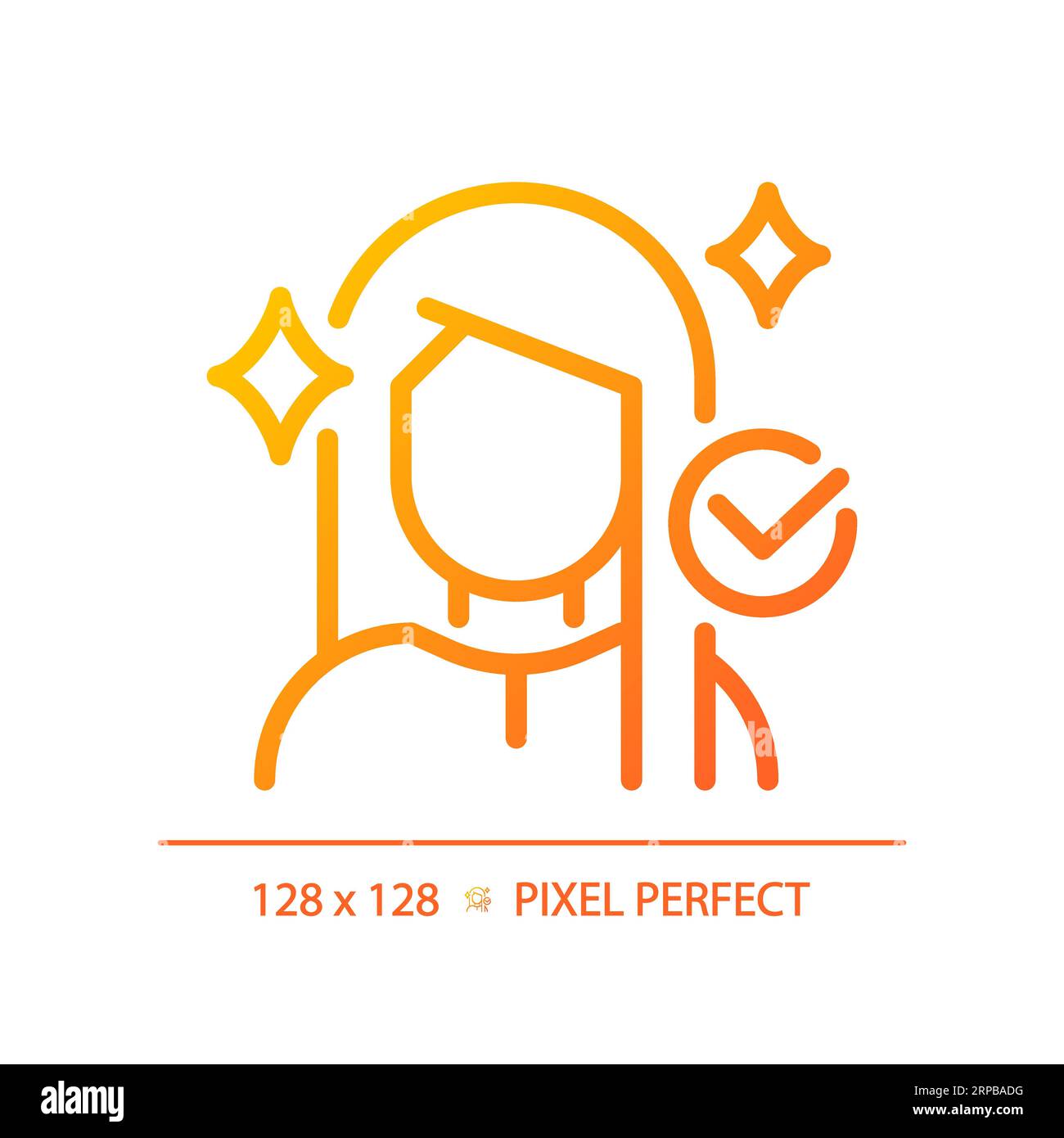 2D woman with shiny hairstyle thin line gradient icon Stock Vector ...