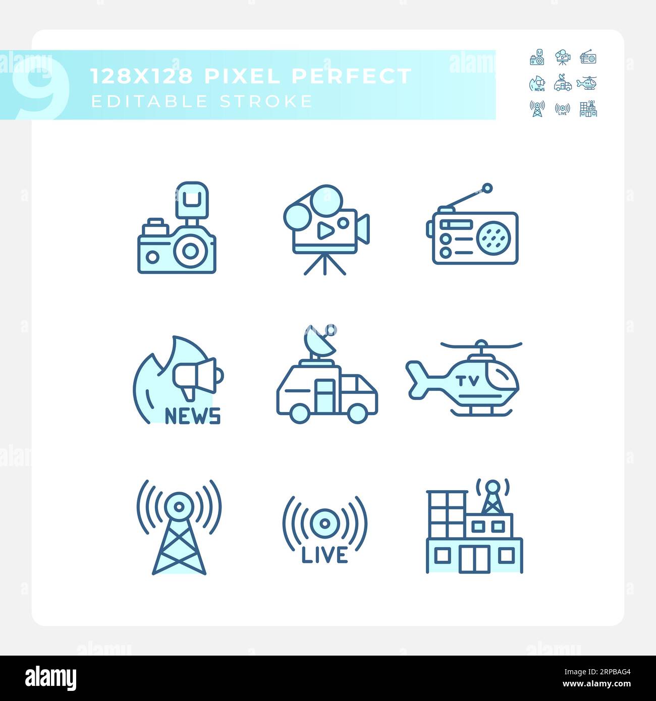 Editable pixel perfect blue journalism icons Stock Vector Image & Art - Alamy