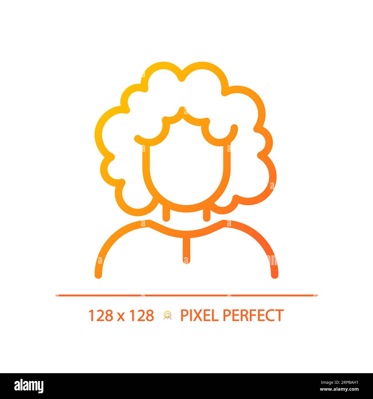2D woman with curly hair thin linear gradient icon Stock Vector Image ...