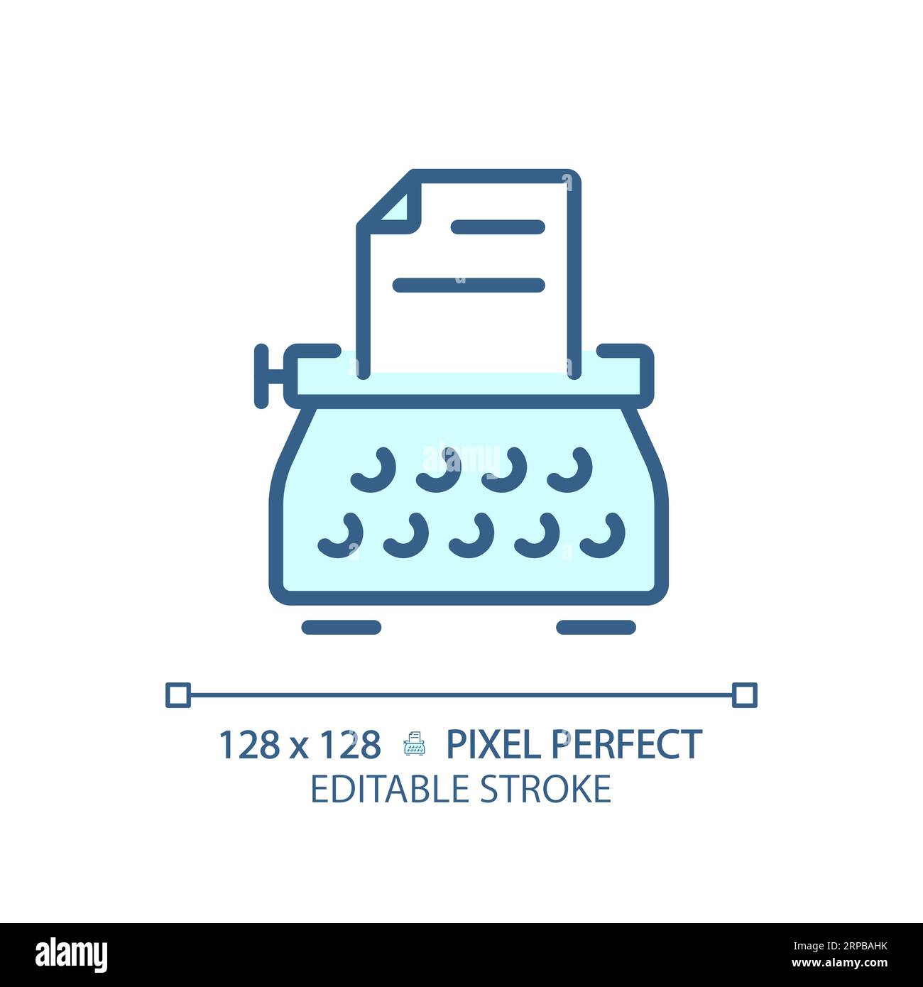 2D customizable thin linear blue typewriter icon Stock Vector Image ...