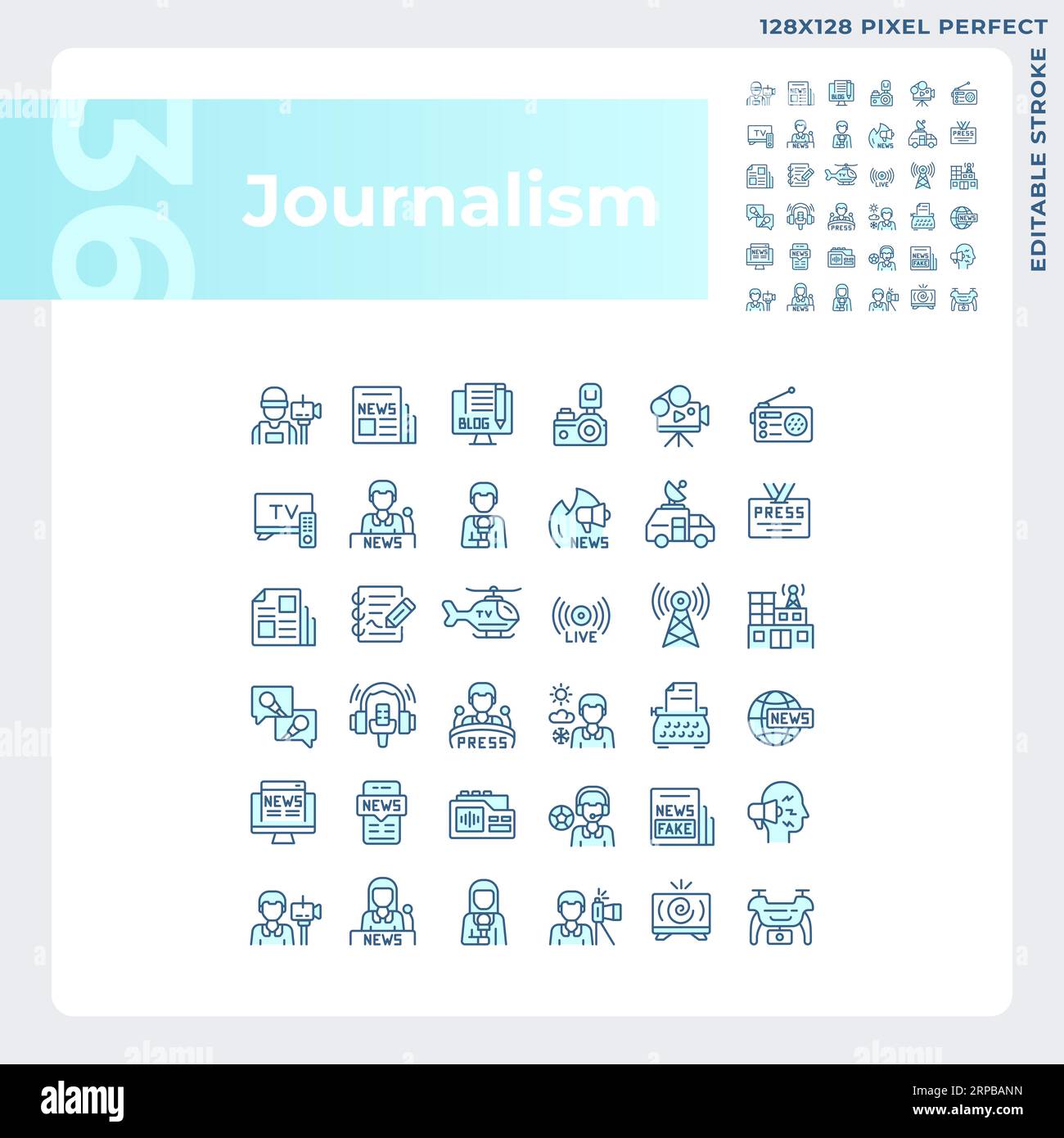 Editable pixel perfect blue journalism icons set Stock Vector Image & Art - Alamy