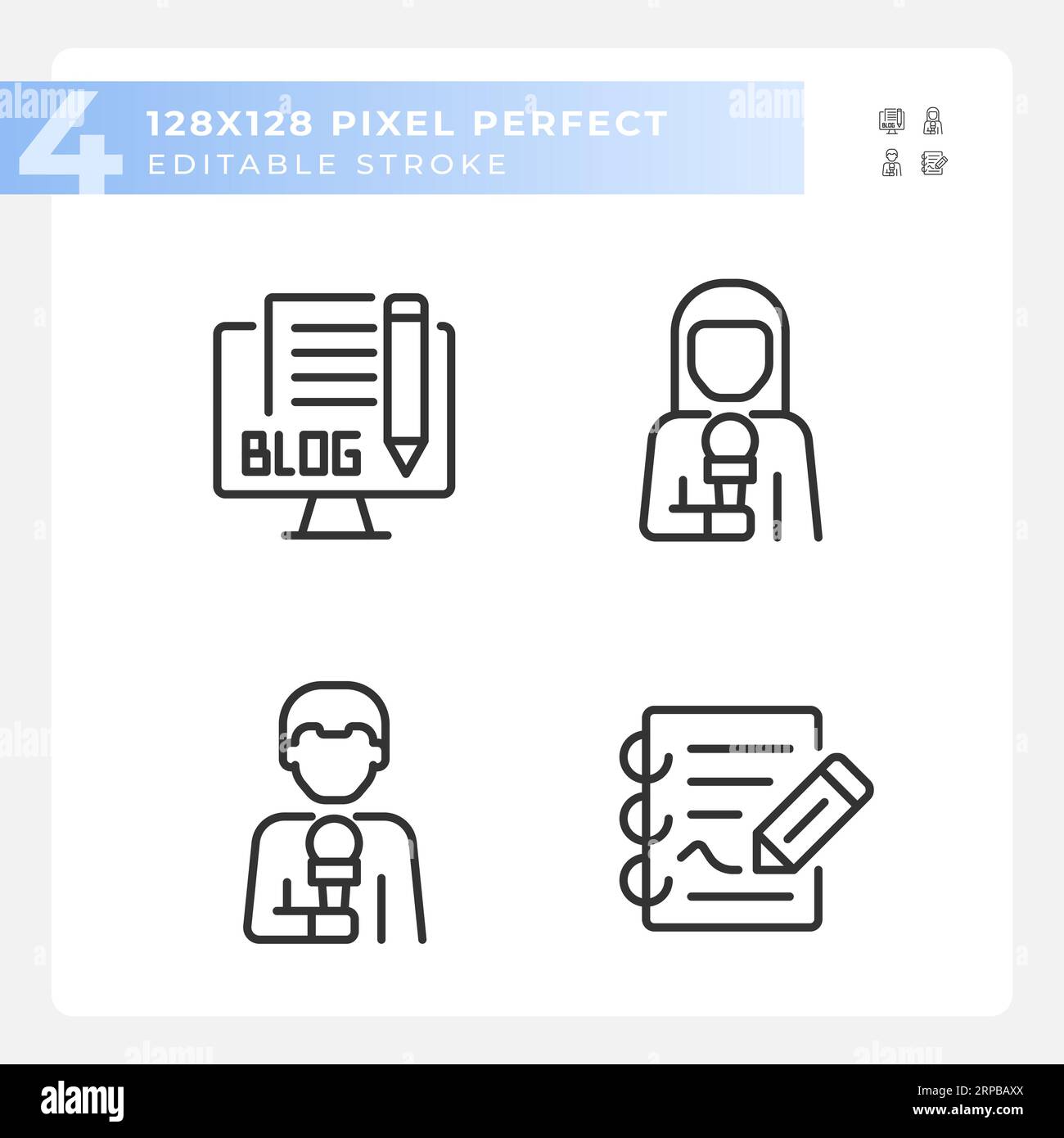 Pixel perfect black journalism icons set Stock Vector Image & Art - Alamy