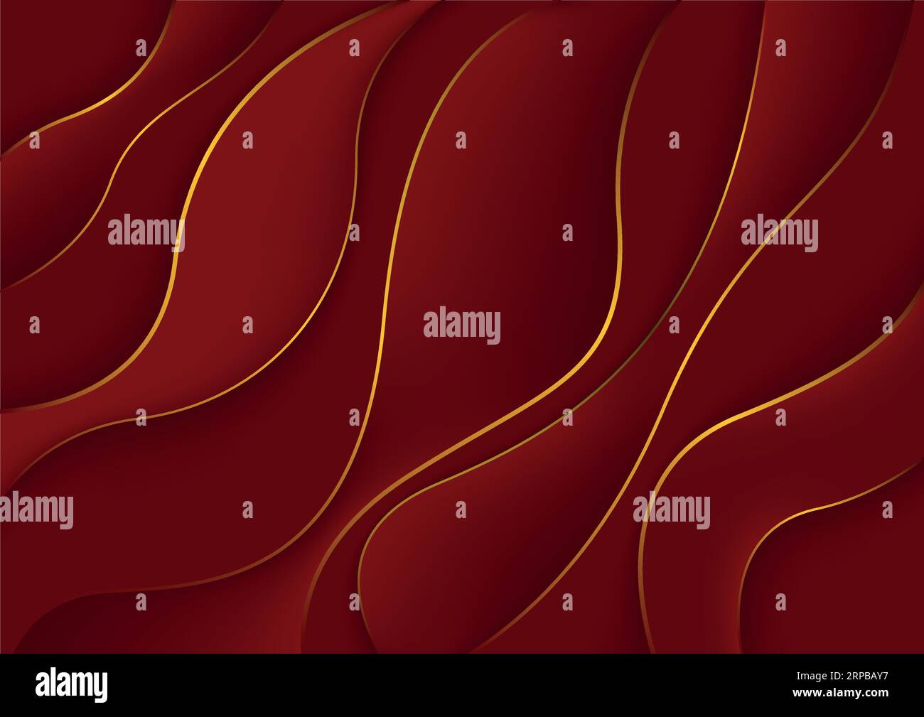 Red Flowing Waves with Golden Decorative Lines Stock Vector Image & Art ...