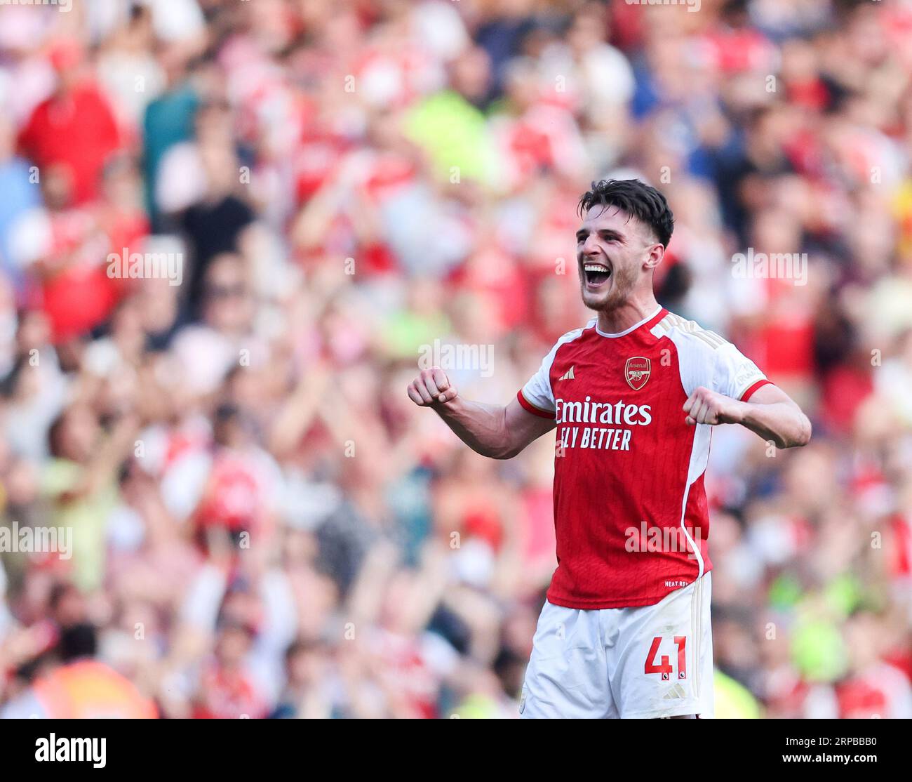 London, UK. 3rd Sep, 2023. Declan Rice of Arsenal celebrates at the ...